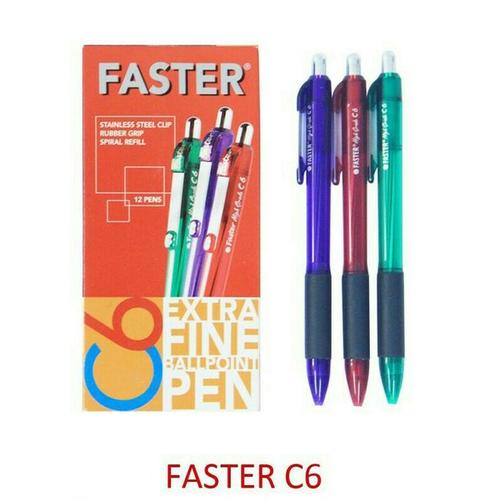 Jual Pulpen Faster Tipe C6 Ballpoint Pen Extra Fine Model C 6 Bolpen C ...