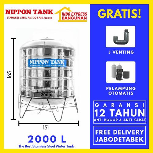 Jual TOREN AIR STAINLESS 304 ASLI JEPANG NIPPON TANK 2000 L GARANSI 12 ...