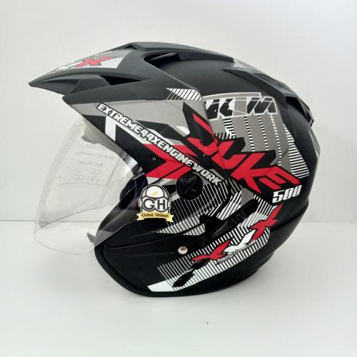 Jual HELM 2 KACA MURAH (DOUBLE VISOR) HALF FACE DUKE RED HELM MURAH SNI ...