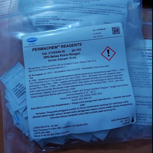 Jual DPD Free Chlorine Reagent Powder Pillows, 10 mL, pk/100 HACH 21055 ...