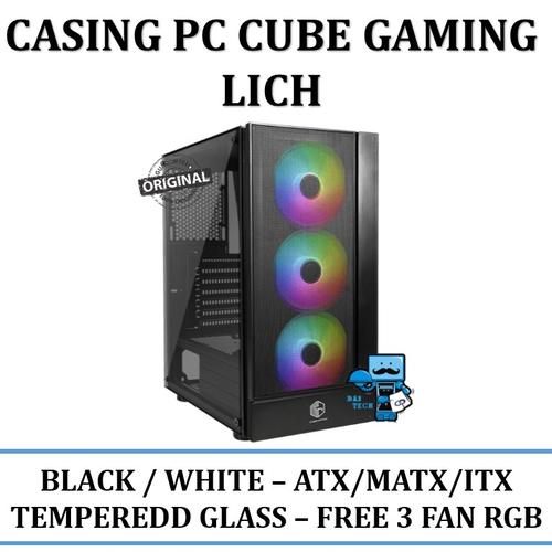 Promo Casing PC Cube Gaming Lich ATX - Free 3 Fan RGB - Putih Cicil 0% ...