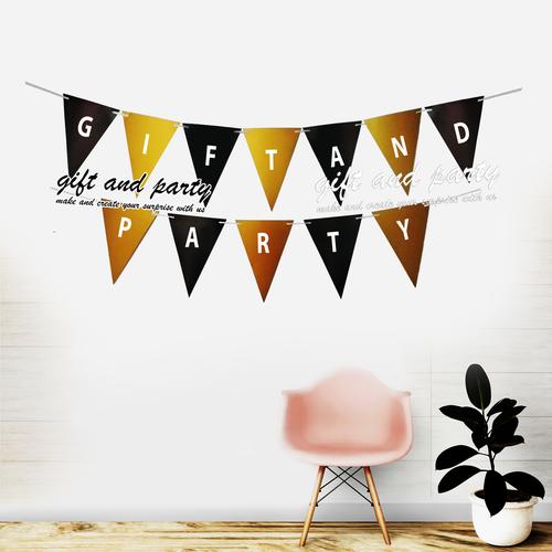 Promo Banner DIY Hitam Gold / Banner Custom / Banner Sticker / Party ...