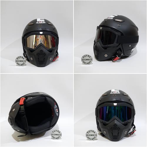 Jual HELM BOGO JPN KAWAI MOMO RETRO GOOGLE MASK HITAM DOF BLACK DOFF ...
