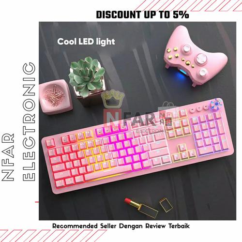 Jual Keyboard Gaming Mechanical Pink RGB MX Blue Switch Keyboard Pink ...