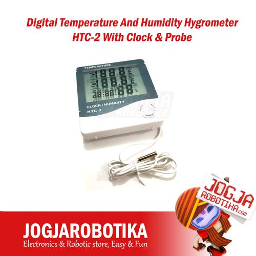 Jual Digital Temperature And Humidity Hygrometer HTC-2 With Clock ...
