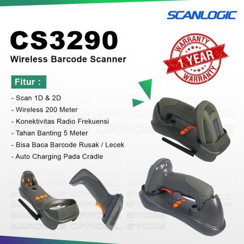 Promo Scanlogic Barcode Scanner Wireless CS3290 2D Imager CS-3290 2 ...
