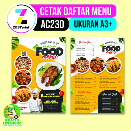 Jual Cetak Daftar Menu Makanan Rumah Makan Warung Restoran Cafe ...