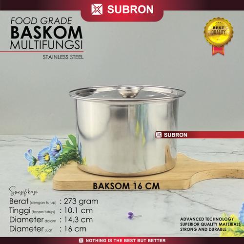 Jual SUBRON Baskom bumbu serbaguna tebal dalam plus tutup stainless ...