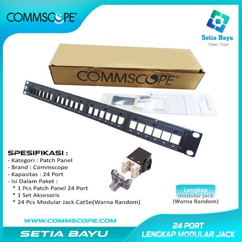 Jual Patch Panel 24 Port Lengkap Modular Jack Cat 5e AMP COMMSCOPE ...