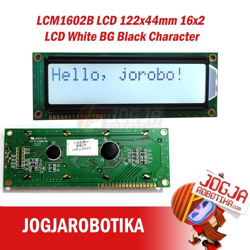 Jual LCM1602B LCD 122x44mm 16x2 LCD White BG Black Character Putih ...