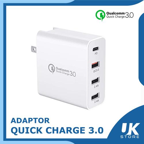 Jual QUALCOMM QUICK CHARGER PD TYPE C 4 PORT FAST CHARGING QC 3.0 ...