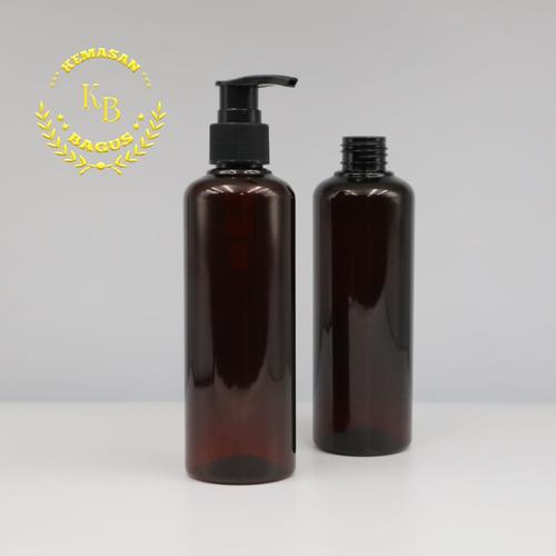 Jual Botol pump 250ml Coklat / Botol Lotion pump 250ml / Botol Amber pet - TUTUP HITAM - Kab ...