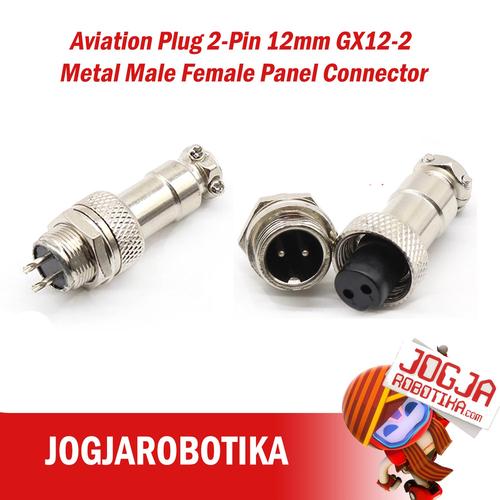 Jual Aviation Plug 2-Pin 12mm GX12-2 Metal Male Female Panel Connector ...