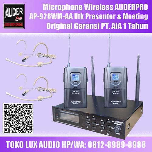 Jual Microphone wireless AUDERPRO AP-926WM-AA 2 headset Presenter ...