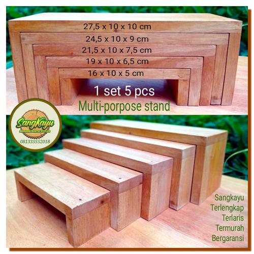 Jual Meja kecil serbaguna 1set 5 pcs Multi-purpose stand kayu dingklik ...