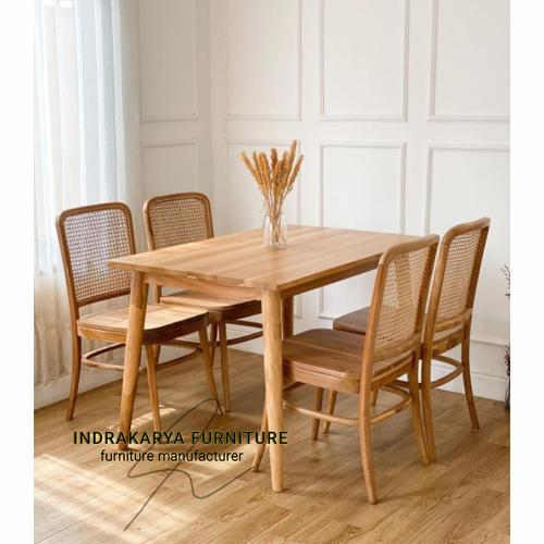 Jual Indrakarya - Set Kursi Makan Rotan Calvin Kayu Jati Jepara - Kursi Rotan - Kab. Jepara ...