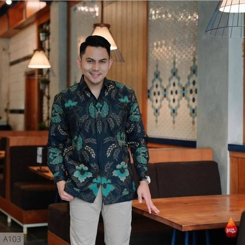 Jual baju batik pria lengan panjang pendek modern pesta dan kantoran gb ...