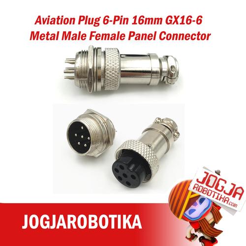 Jual Aviation Plug 6-Pin 16mm GX16-6 Metal Male Female Panel Connector ...