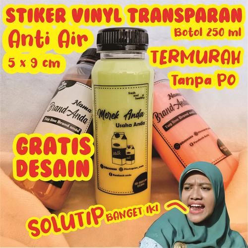 Jual (Ukuran 5x9cm) Print Cut Stiker Transparan Label Minuman Botol ...