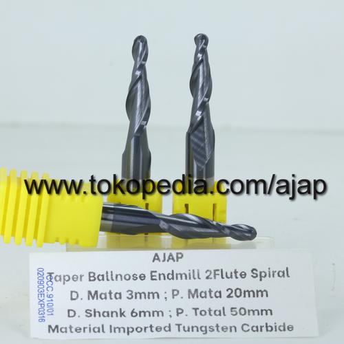 Jual TAPER BALLNOSE ENDMILL 2F 6mm ; Mata 3mm R1.5 mata ukir router CNC ...
