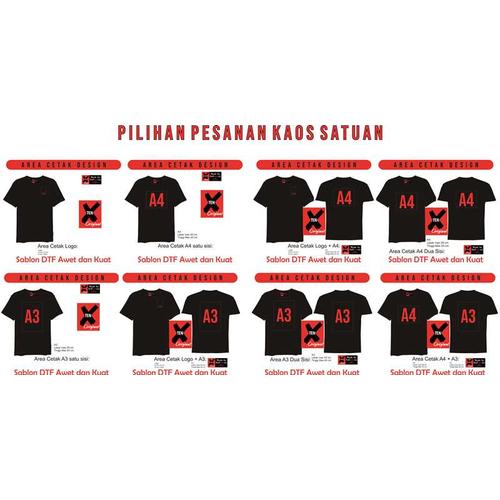 Jual Kaos Custom Satuan Design Bebas Full Warna - Sablon DTF (Combed 24S) - A4 Satu Sisi, XXXL ...