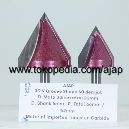 Jual Mata router CNC 3D V Groove 22mm 60 derajat Heavy Duty Wood ...