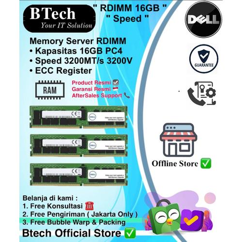 Jual DELL Memory Server RDIMM 16GB 3200AA - 3200Mhz DDR4 For Server ...