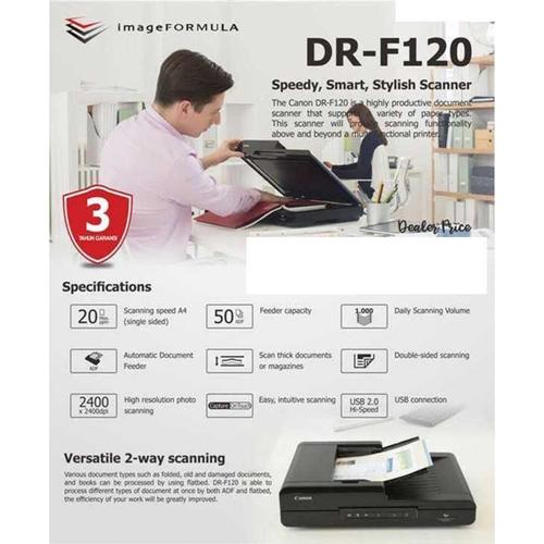 Jual SCANNER CANON DR-F120 DRF 120 - SCANNER MULTIFUNGSI FLATBED + ADF ...