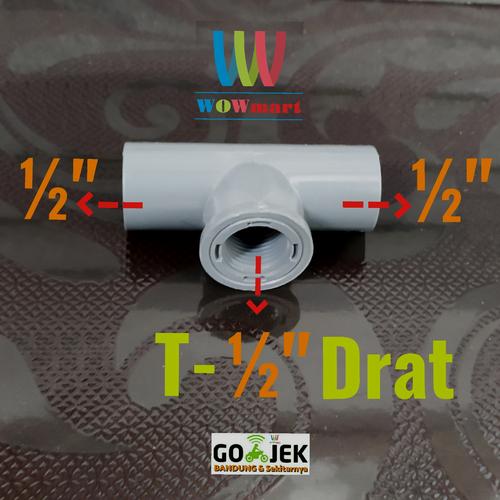 Jual Tee Drat Dalam 1/2 " Inch PVC T Drat Kran Faucet Tee - Kota ...