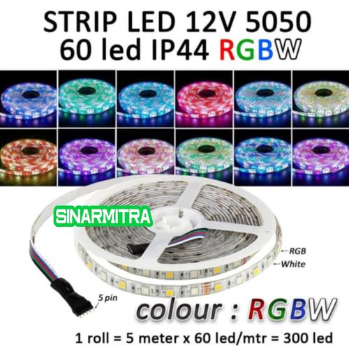 Jual Lampu LED Strip Fleksibel SMD 5050 RGBW 60 LED/Meter DC 12V IP44 ...