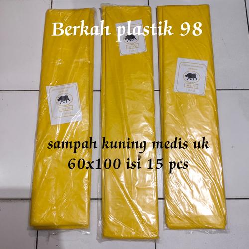 Jual plastik sampah kuning UK 60X100 / kantong plastik sampah kuning ...