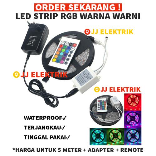 Jual Lampu LED strip RGB warna warni 5 meter 5M Full + adapter + remote ...