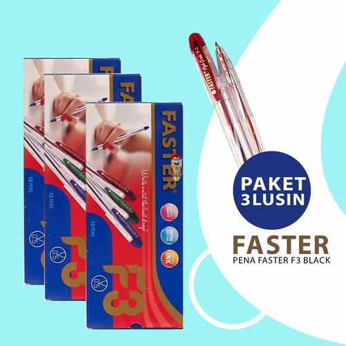 Jual PAKET HEMAT 3 lusin Pena Faster F3 0.5mm Black - Kota Denpasar ...