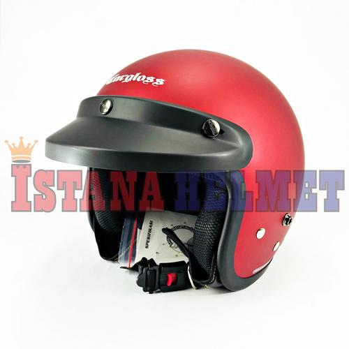 Jual HELM CARGLOSS RETRO DARK RED DOFF PLUS KACA DATAR BENING & RIBEN ...