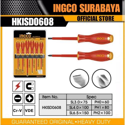 Jual INGCO HKISD0608 6 PCS INSULATED SCREWDRIBER SET OBENG ISOLATOR ...