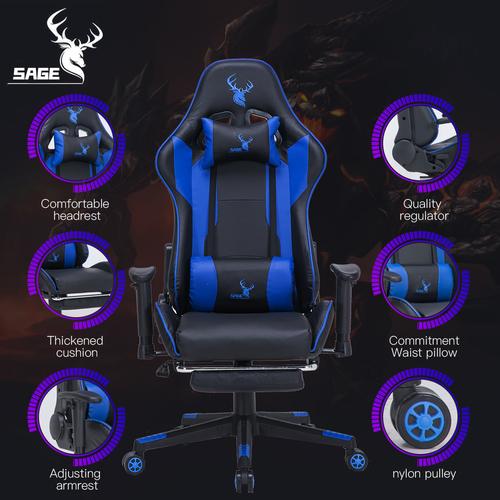 Promo SAGE Chair Kursi bangku GAMING game With Footrest 180 ° SG-818 ...