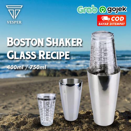 Promo boston shaker glass recipe cocktail 400ml 750ml / gelas stainless ...