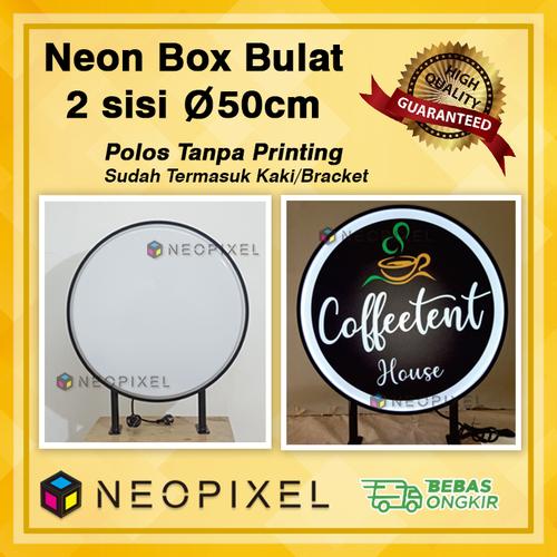 Jual NEON BOX BULAT AKRILIK DIA 50CM 2 SISI LED LIGHT BOX BULAT TANPA ...
