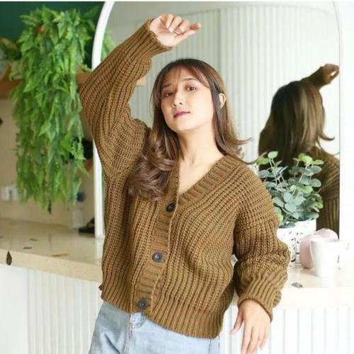 Jual sweater cardigan cewe perempuan wanita croptop kekinian - Coffee ...