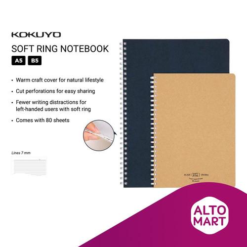 Jual KOKUYO Soft Ring Notebook LINES 7 mm NATURAL Series A5 B5 / 80 ...