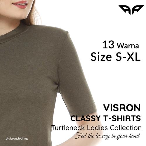 Jual Kaos Turtleneck Wanita Visron Lengan Pendek - 13 Warna - S, Merah ...