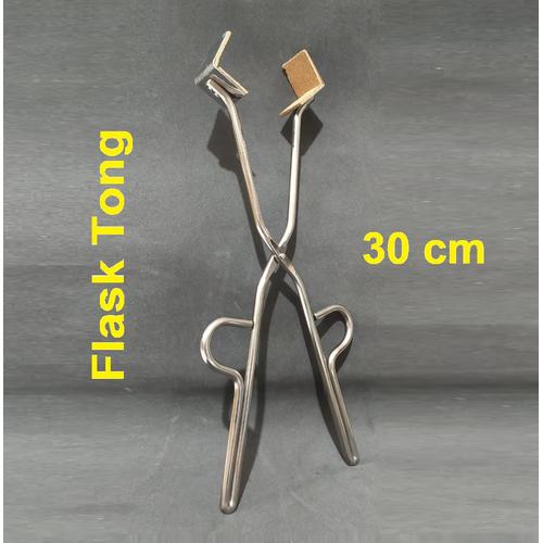 Jual FLASK TONG STAINLESS STEEL 30 CM PENJEPIT LABU ERLENMEYER FLASK ...