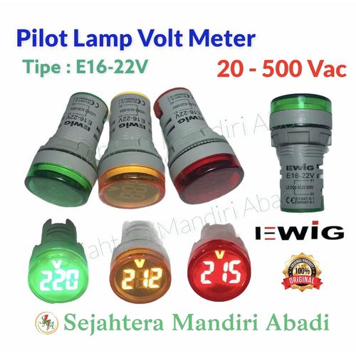 Jual Pilot Lamp Volt Meter Ewig 22mm E16-22V Lampu Panel 3 Warna 20 ...