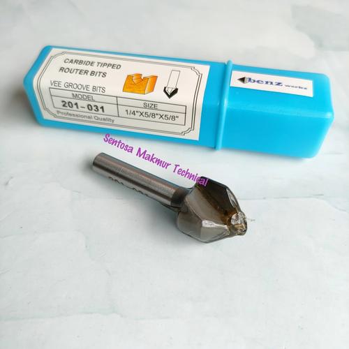 Jual BENZ 201-031 Mata Router Trimmer Profil Kayu Vee Groove Bits ...