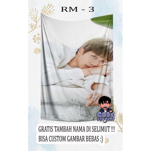 Jual SELIMUT MEMBER BTS RM - selimut bts rap monster - selimut custom ...
