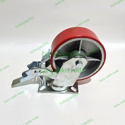 Jual Roda Pu super heavy duty 8" Putar+rem beban 1 ton - Jakarta Barat ...