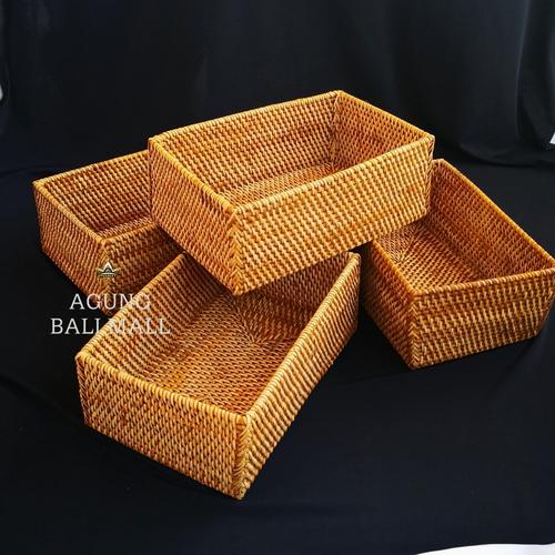 Jual Keranjang rotan persegi panjang/box rotan/anyaman rotan serbaguna ...