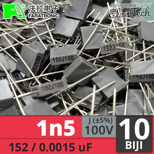 Jual Kapasitor MKM 1.5nF 1n5 / 152 / 100V J 10 pcs Capacitor Pack ...