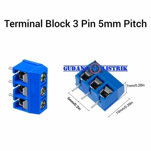 Jual Terminal Block 3 Pin PCB 3 Skrup Screw Pitch 5mm Cable Connector ...