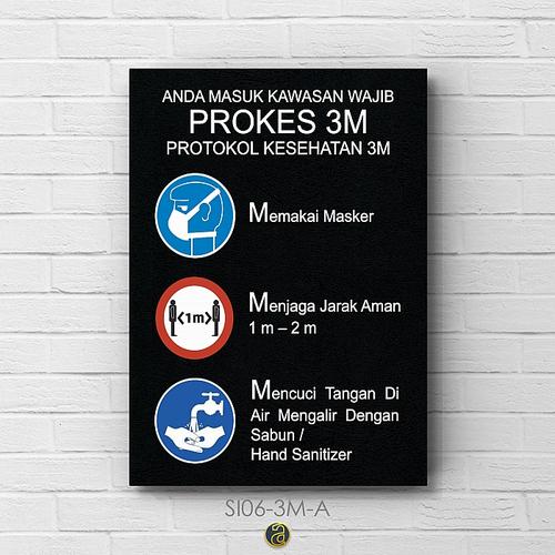 Jual Sign Board Interior - Papan Kayu Signage PROTOKOL KESEHATAN 3M ...